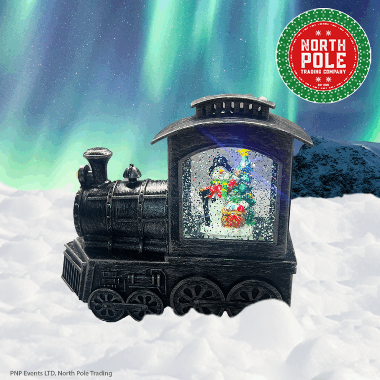Water Spinner Train Globe - North Pole Trading Company